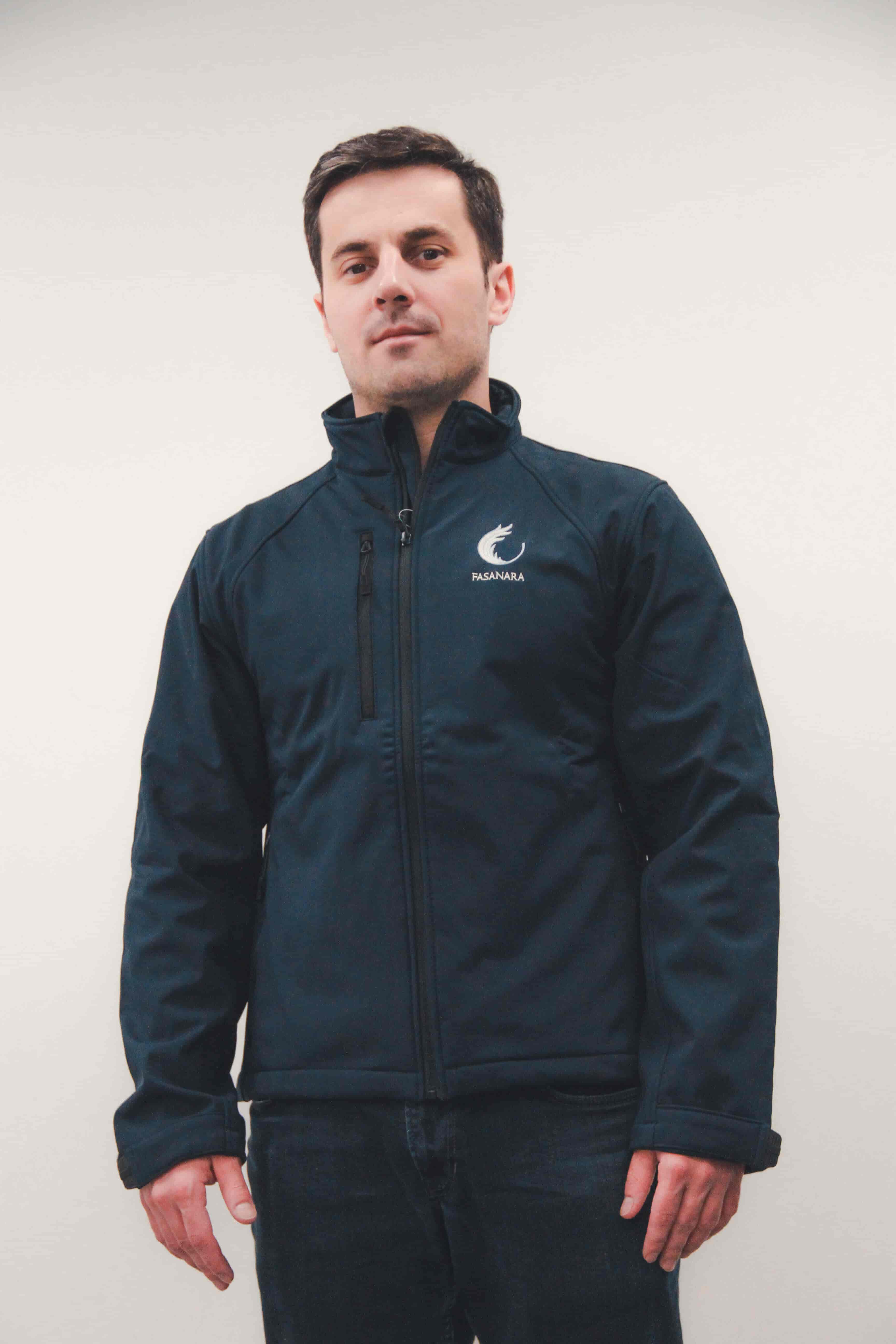 Embroidered Navy Softshell Jacket | Fasanara Capital